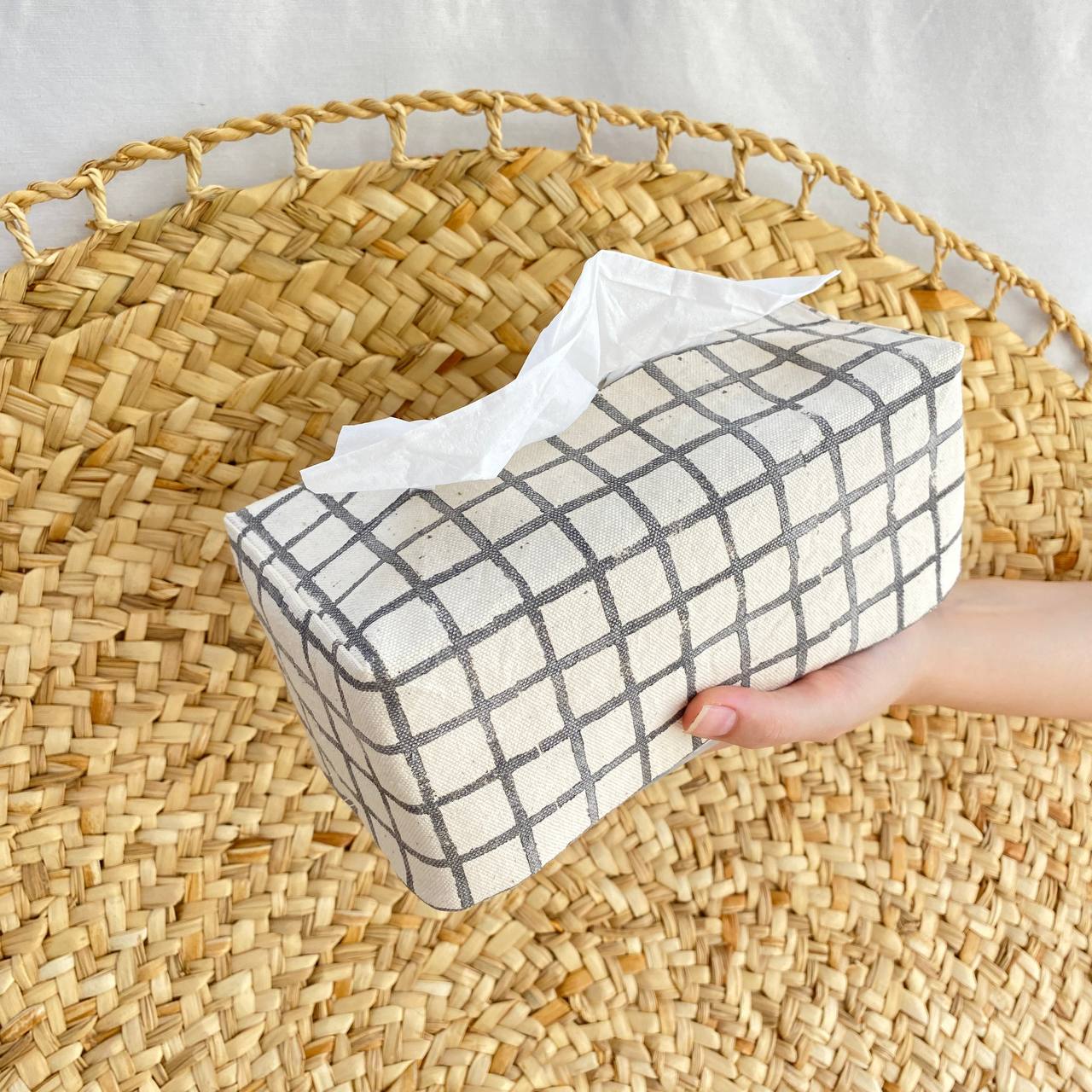 جای دستمال کاغذی طرح چهارخونه بوهو